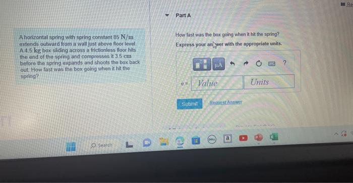 Solved A horizontal spring with spring constant 85 N/m How | Chegg.com