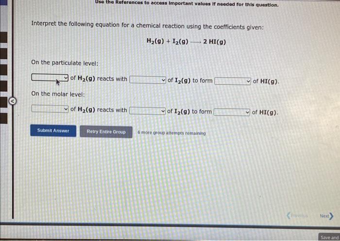 Solved Interpret the following equation for a chemical | Chegg.com