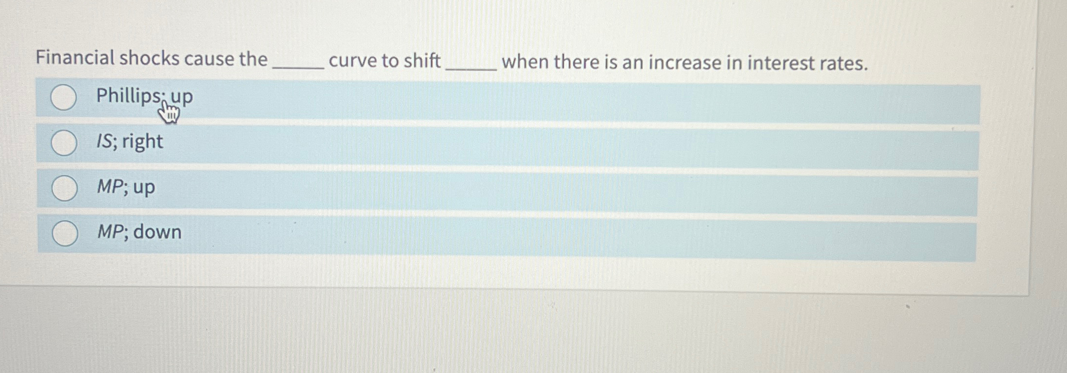 Solved Financial shocks cause the curve to shift when there | Chegg.com