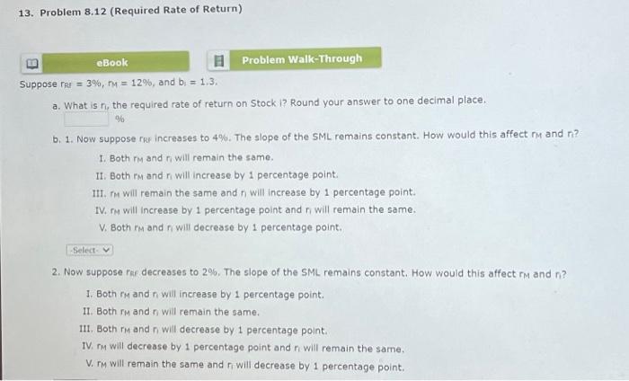 Solved ppose TRI=3%, FM=12%, and b1=1.3, a. What is n, the | Chegg.com