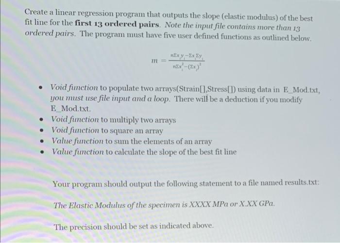 Solved Create a linear regression program that outputs the | Chegg.com