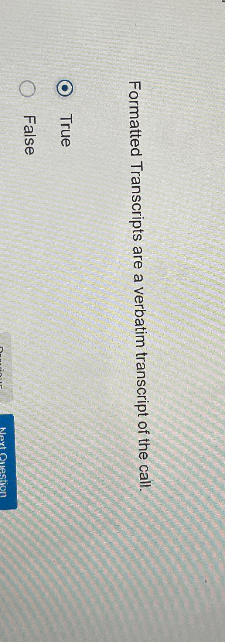 Solved Formatted Transcripts are a verbatim transcript of | Chegg.com