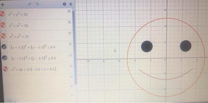 Solved Use Desmos! Your smiley face can only compose of | Chegg.com
