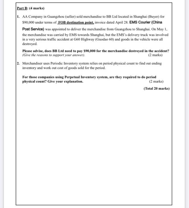 Solved Question 1 (20 marks) Part A: (16 marks) Great | Chegg.com