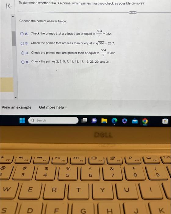 Solved To determine whether 564 is a prime, which primes | Chegg.com