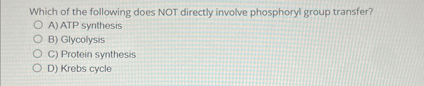 Solved Which of the following does NOT directly involve | Chegg.com