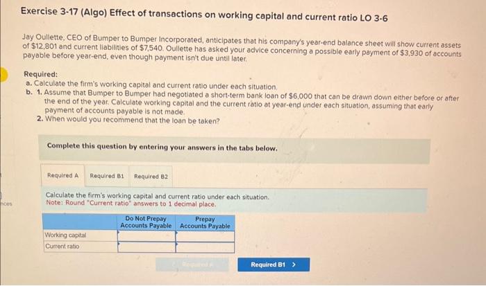 Solved Exercise 3-17 (Algo) Effect of transactions on | Chegg.com
