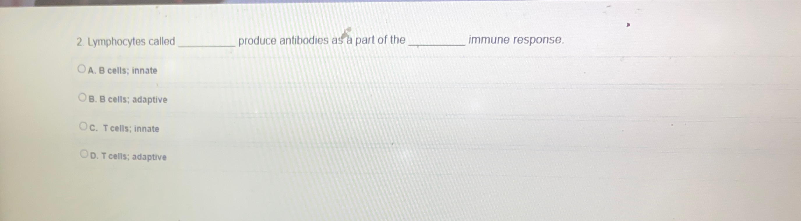 Solved Lymphocytes called produce antibodies as a part of | Chegg.com