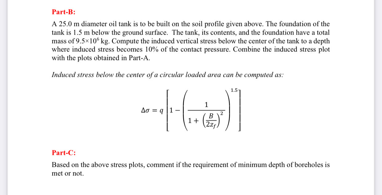 Solved Part-B:A 25.0m ﻿diameter oil tank is to be built on | Chegg.com