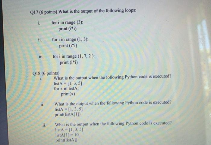 Solved Q17 (6 points) What is the output of the following | Chegg.com