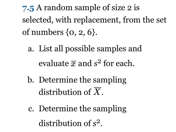 Solved 7.5 A random sample of size 2 is selected, with | Chegg.com