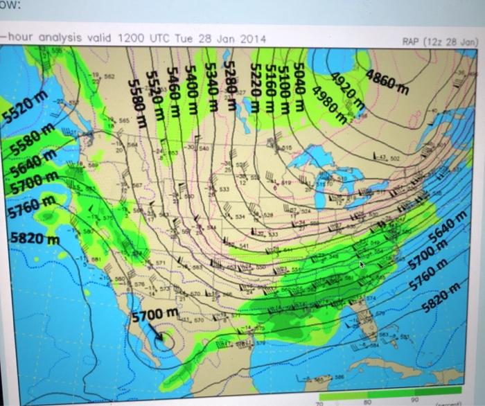 Solved Using the the 500 mb map given above in #2, indicate | Chegg.com
