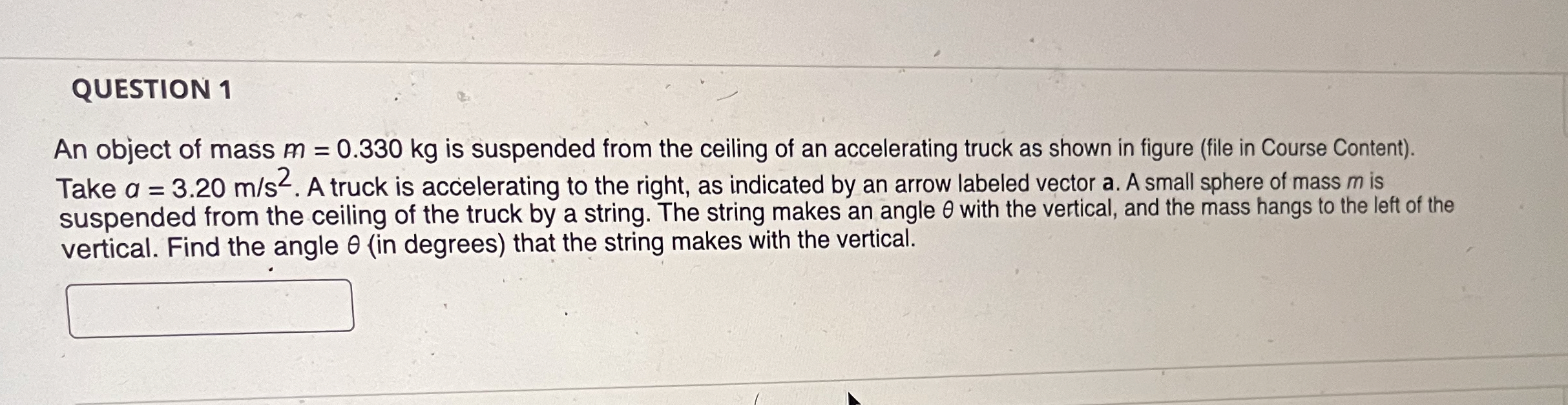 Solved QUESTION 1An object of mass m=0.330kg ﻿is suspended | Chegg.com