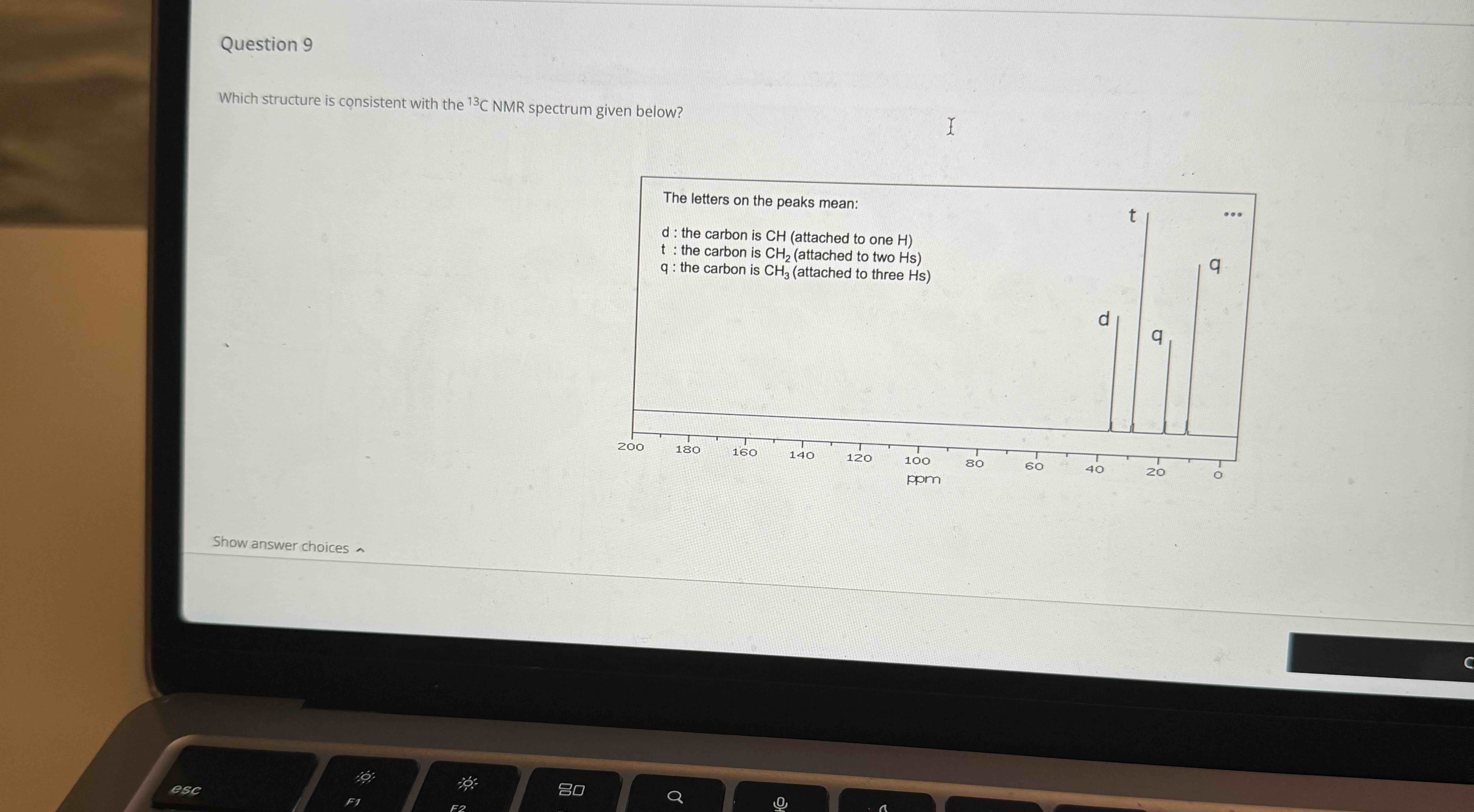 Solved Question 9Which structure is consistent with the 13C | Chegg.com