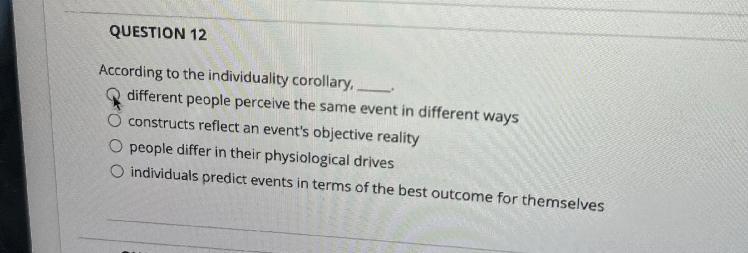 Solved QUESTION 12According to the individuality | Chegg.com