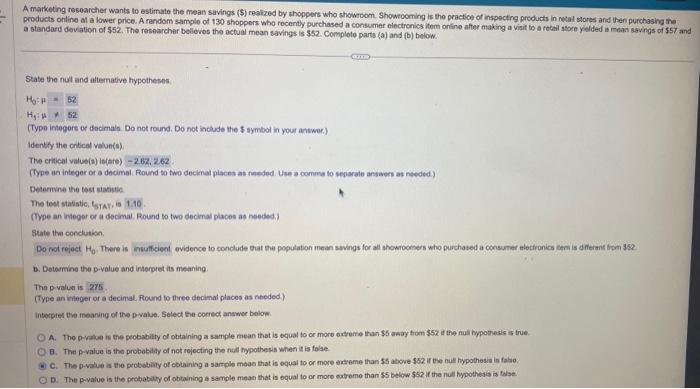 Solved A marketing researcher wants to estimate the mean | Chegg.com