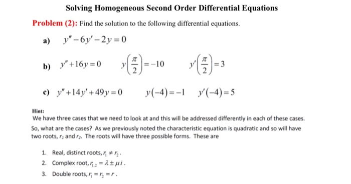 Solved Solving Homogeneous Second Order Differential | Chegg.com