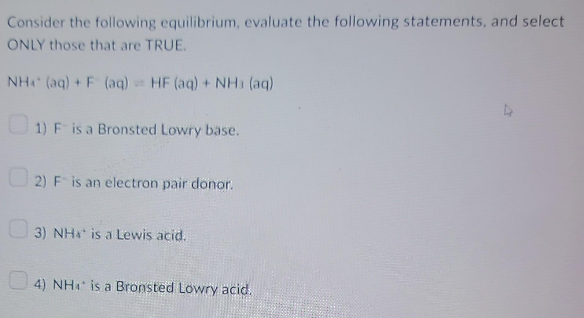 Solved Consider the following equilibrium, evaluate the | Chegg.com