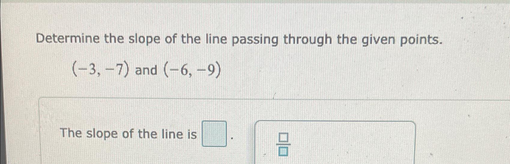 Solved Determine the slope of the line passing through the | Chegg.com