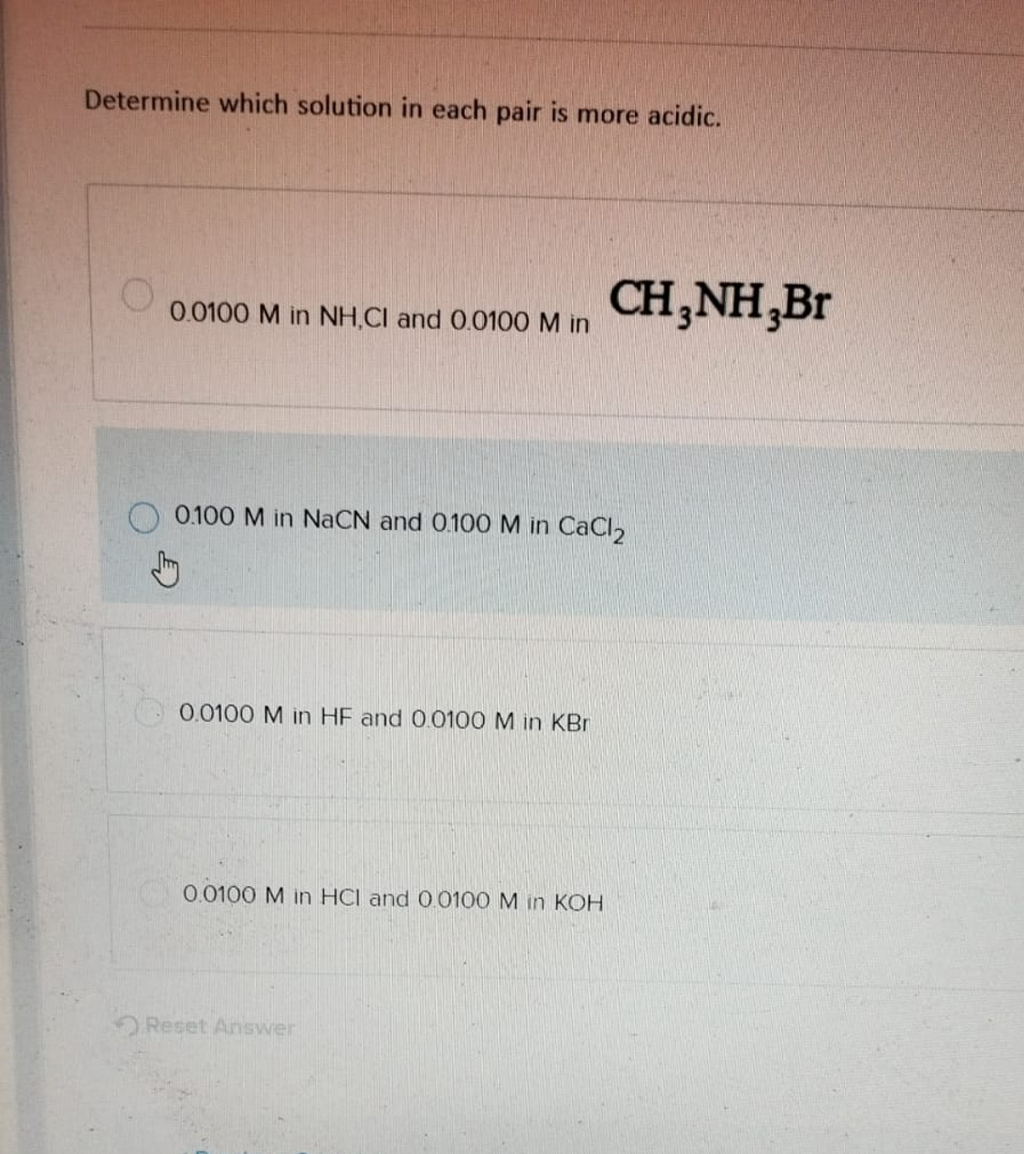 Solved Determine which solution in each pair is more | Chegg.com