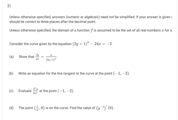 Solved Unless otherwise specified, answers (numeric or | Chegg.com