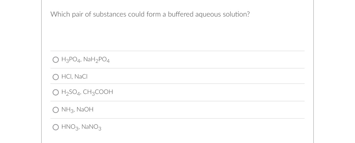 Solved Which pair of substances could form a buffered | Chegg.com