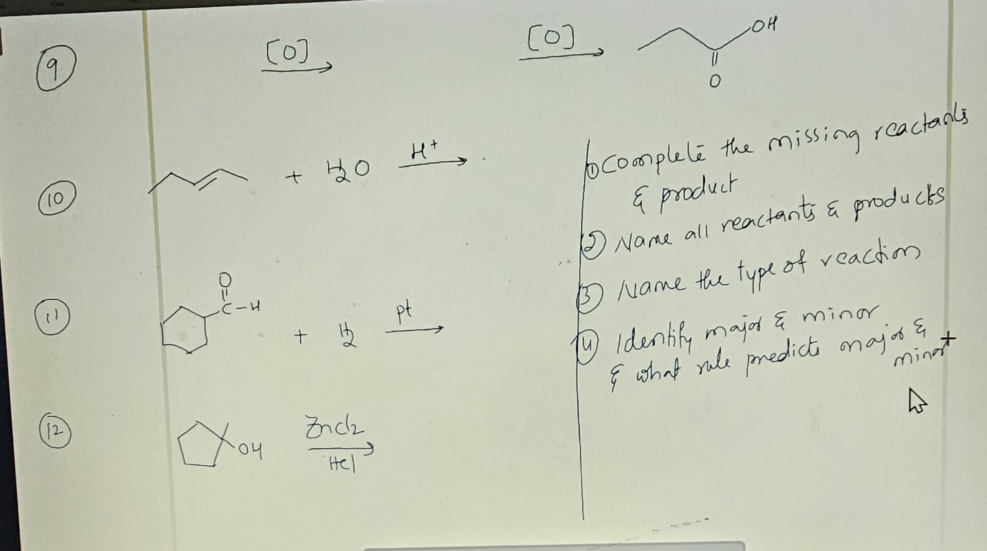 Solved Name all reactants a products Name the type of | Chegg.com