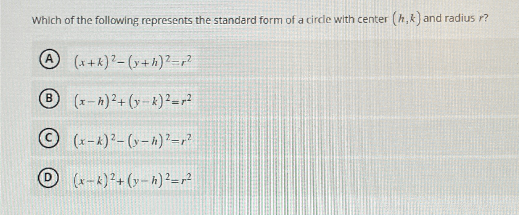 Solved Which of the following represents the standard form | Chegg.com
