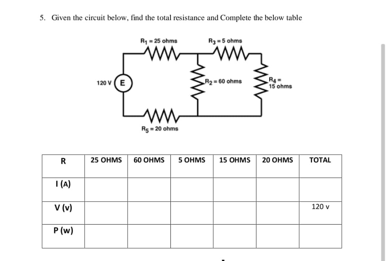 Solved Given the circuit below, find the total resistance | Chegg.com