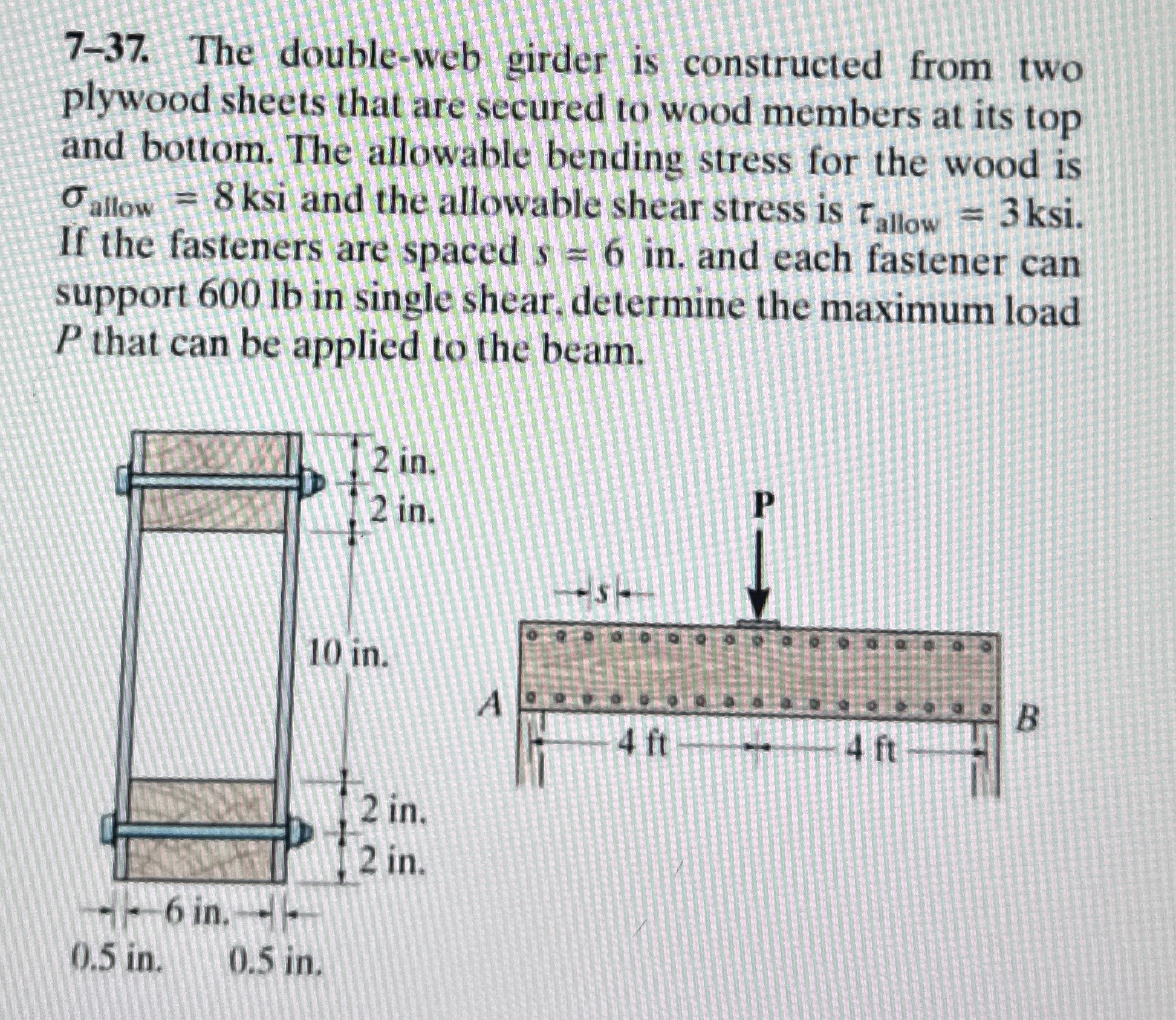 Solved 7-37. ﻿The double-web girder is constructed from two | Chegg.com