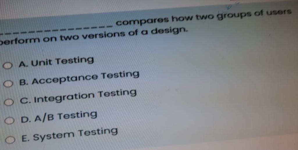 Solved compares how two groups of users Derform on two | Chegg.com
