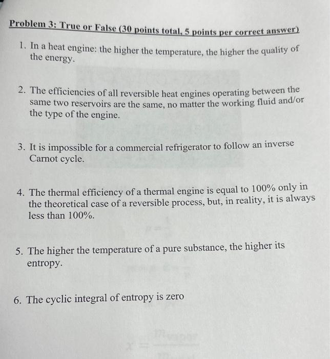 Solved Problem 3: True or False ( 30 points total, 5 points | Chegg.com