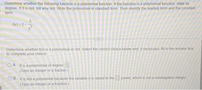 Solved Determine whether the following function is a | Chegg.com