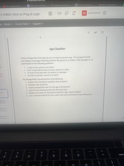 Solved Write A Flowgorithm That Asks The User To Inpot A
