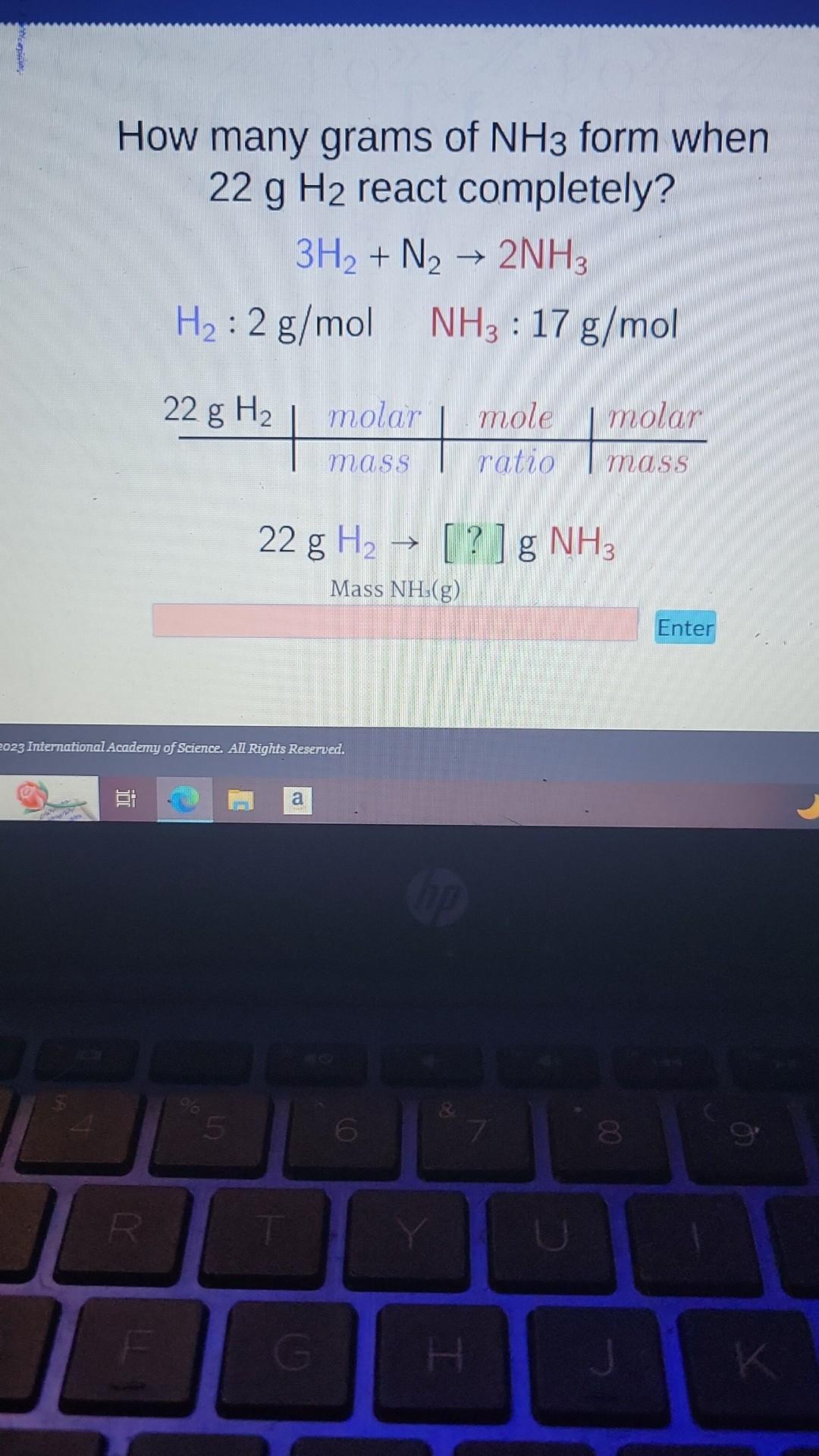Solved How many grams of NH3 form when 22 gH2 react | Chegg.com