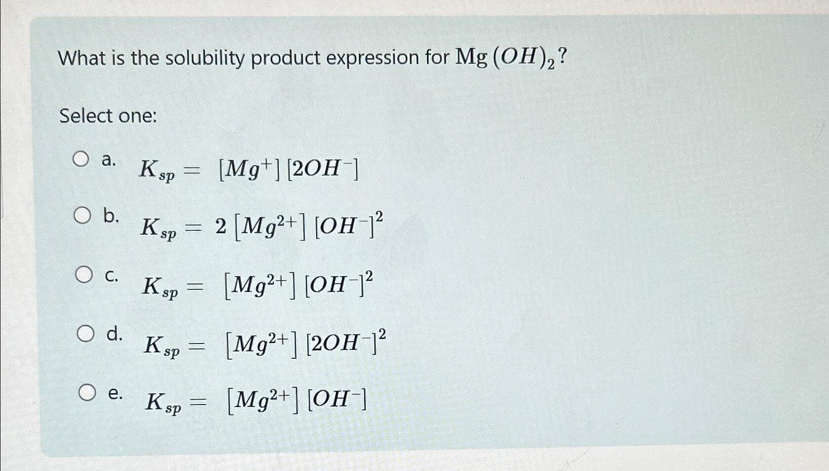 Solved What is the solubility product expression for | Chegg.com