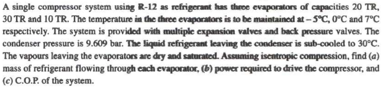 Solved A single compressor system using R-12 ﻿as refigecrant | Chegg.com