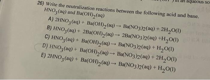 Solved 6) Write the neutralization reactions between the | Chegg.com