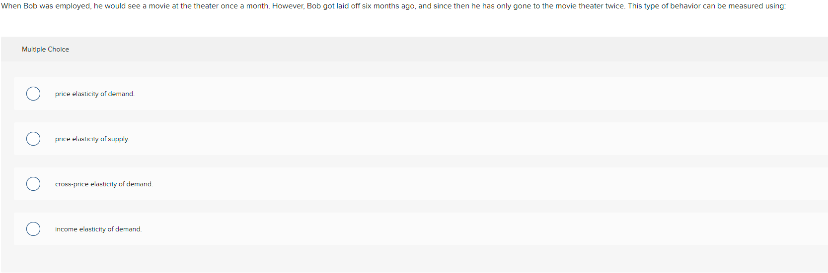 Solved Multiple Choiceprice elasticity of demand.price | Chegg.com