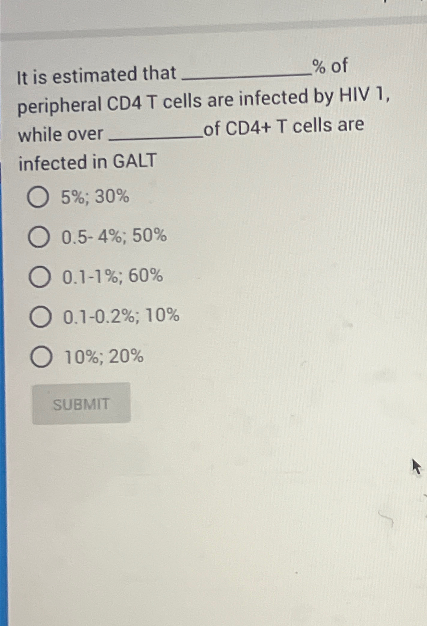 Solved It is estimated that % ﻿of q, ﻿peripheral CD4 ﻿T | Chegg.com