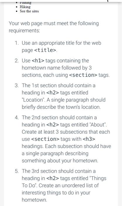 Solved Create a web page about your hometown like the | Chegg.com