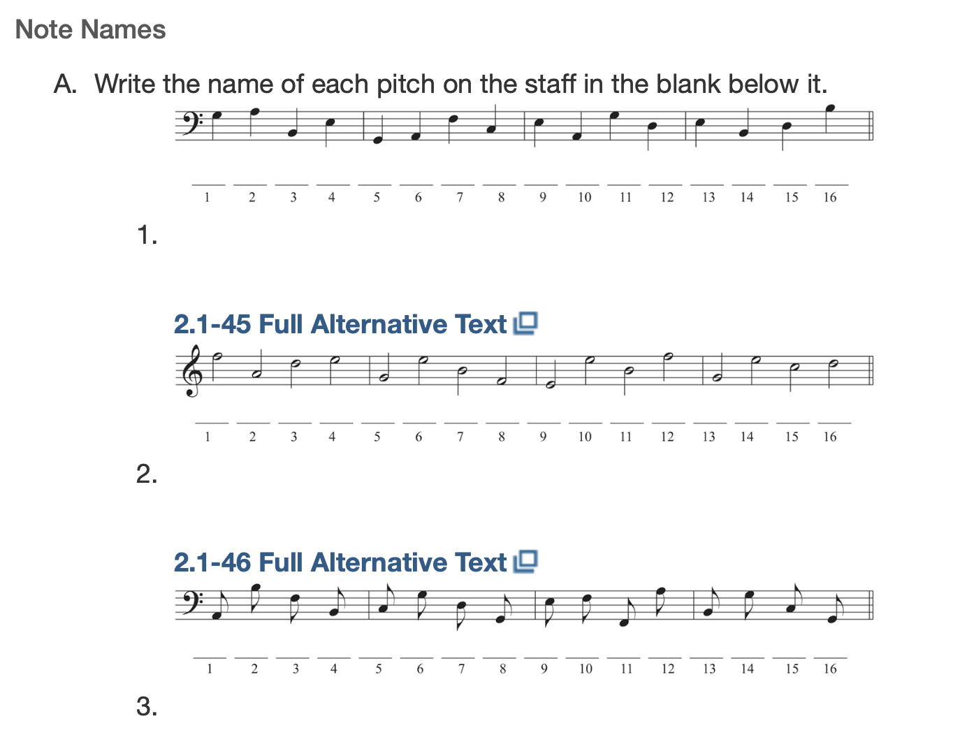 Note NamesA. ﻿Write the name of each pitch on the | Chegg.com
