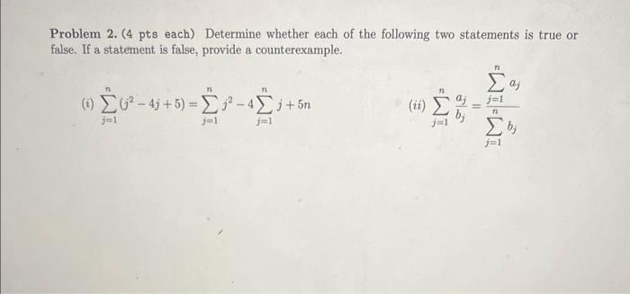 Solved Problem 2. (4 pts each) Determine whether each of the | Chegg.com