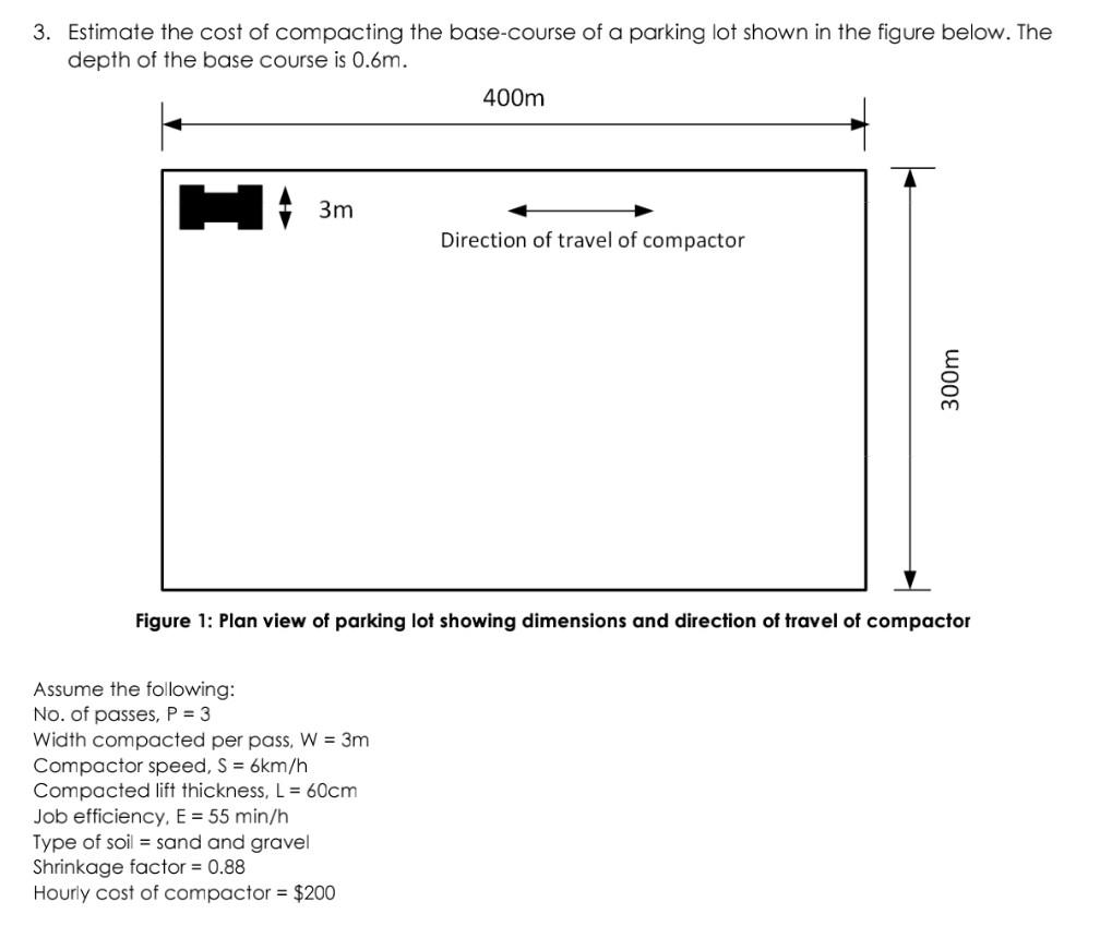 Solved 3. Estimate the cost of compacting the base-course of | Chegg.com