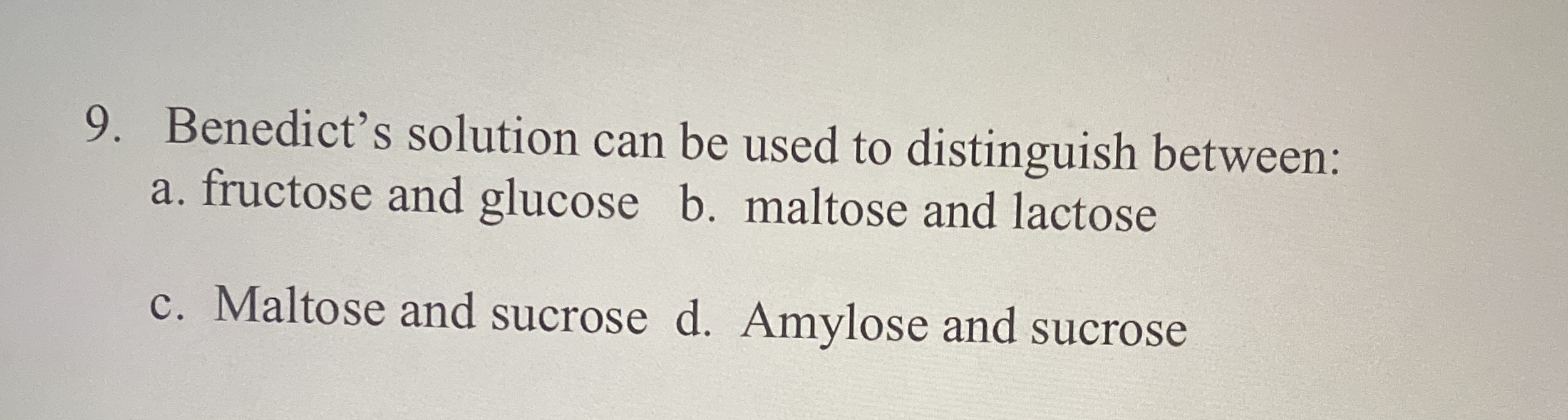 Solved Benedict's solution can be used to distinguish | Chegg.com