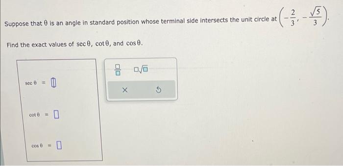Solved Suppose that θ is an angle in standard position whose | Chegg.com