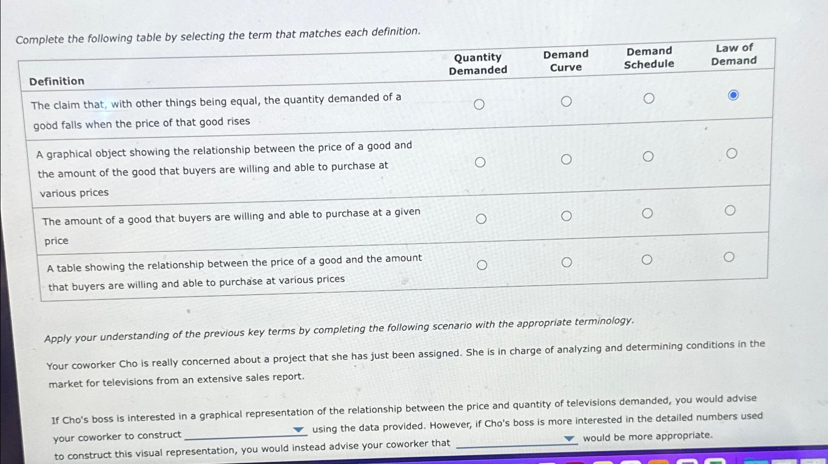 Solved Complete the following table by selecting the term | Chegg.com