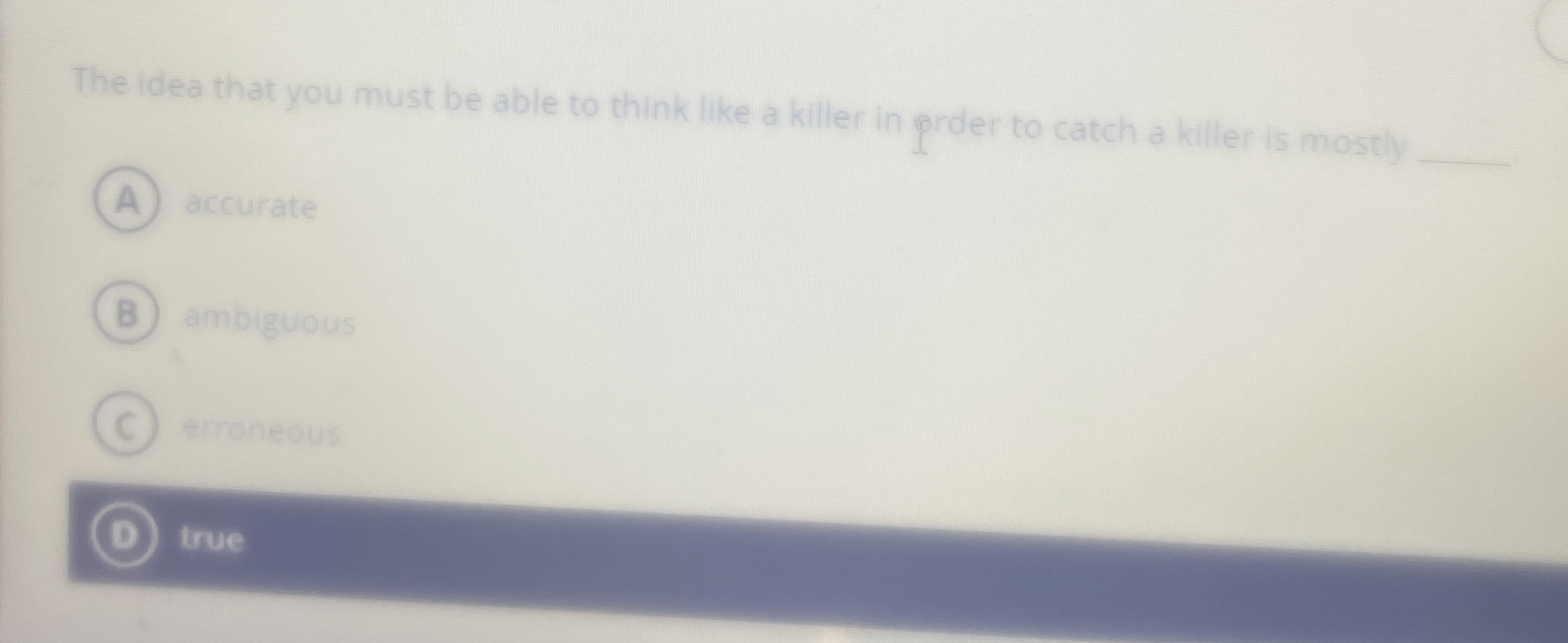 Solved The idea that you must be able to think like a killer | Chegg.com