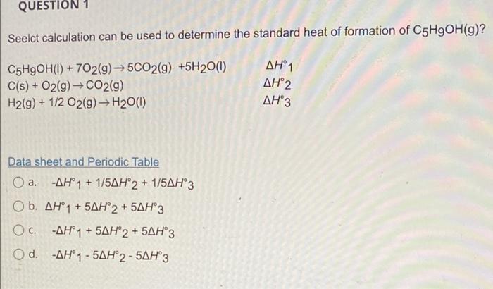 Solved QUESTION Seelct calculation can be used to determine | Chegg.com