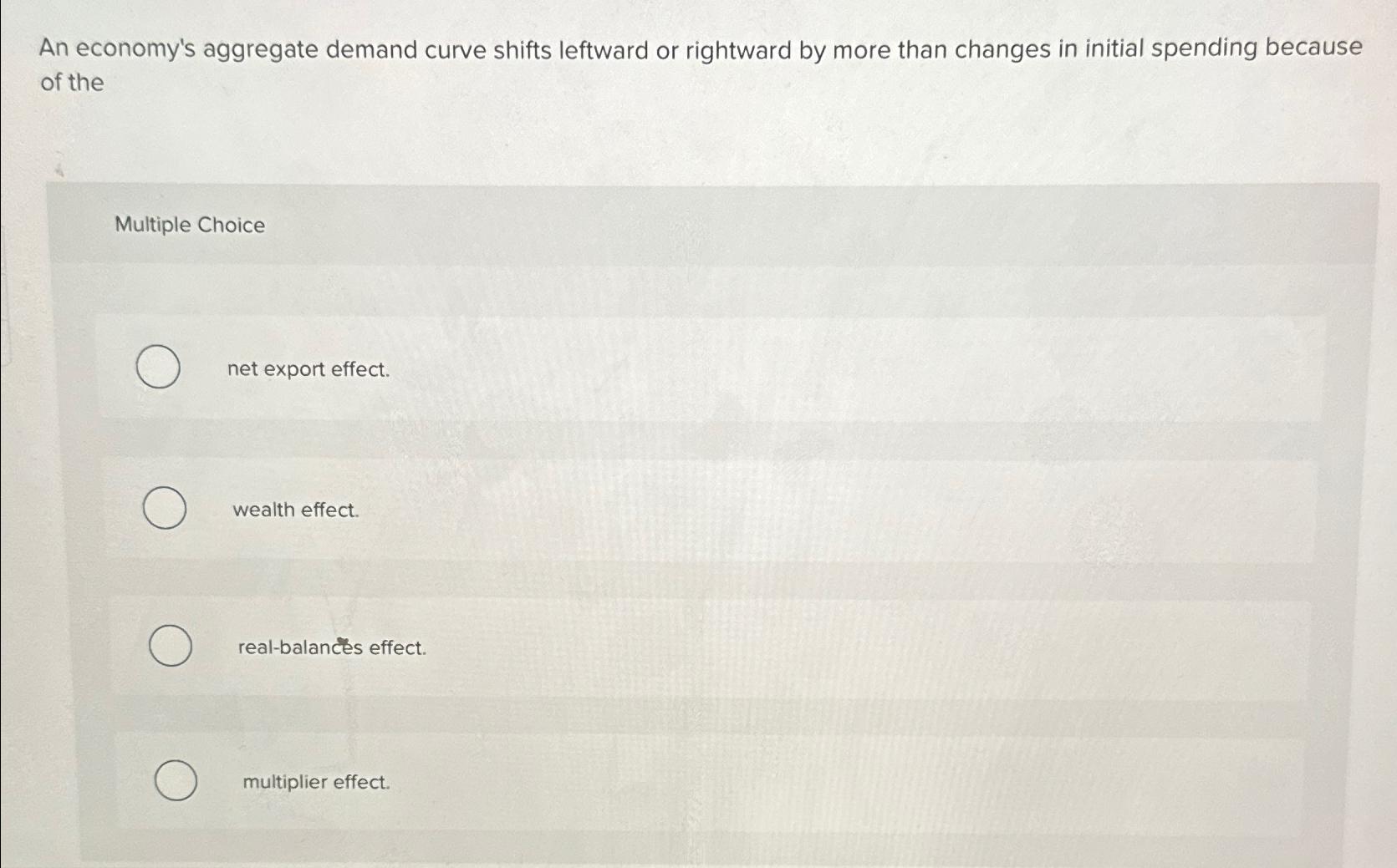 Solved An economy's aggregate demand curve shifts leftward | Chegg.com